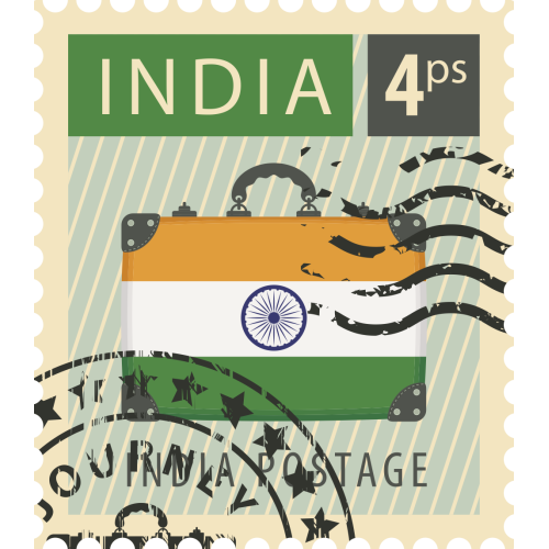 Autocollant Timbre Vintage Inde - ref.d10335 | Autocollants-Stickers