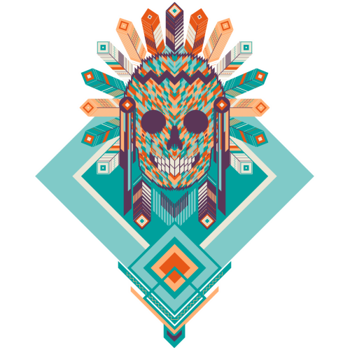 Autocollant Indien Skull 7 - ref.d9730a | Autocollants-Stickers