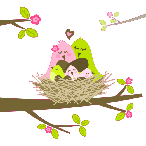 Autocollant Nid d'Oiseaux - ref.sa29 | Autocollants-Stickers