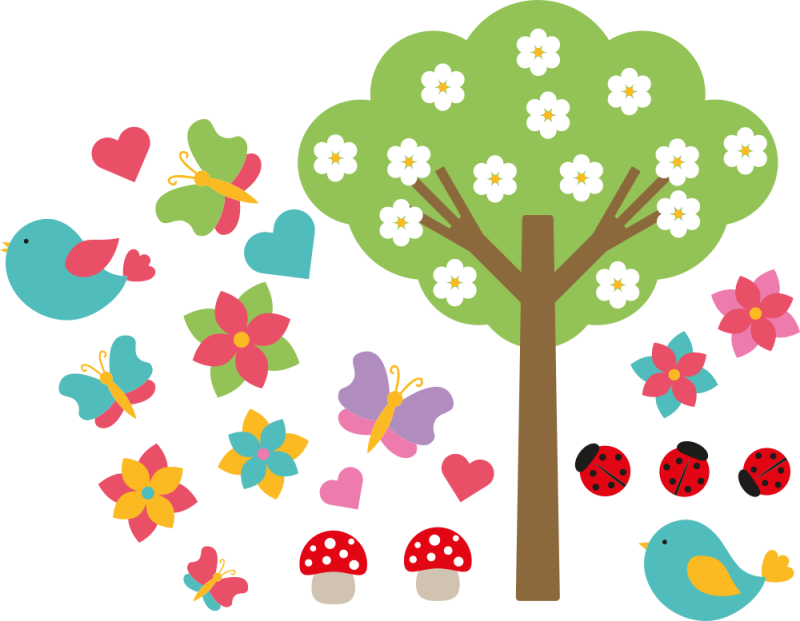 Autocollant Kit Oiseau Printemps - ref.d10231 | Autocollants-Stickers